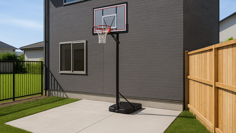 庭にバスケットゴール設置！外構で叶える理想のバスケットコート｜騒音・フェンス・ネット対策も解説